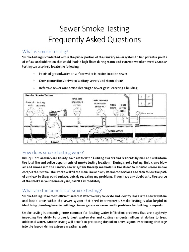 Sewer Smoke Testing Frequently Asked Questions | PDF | Sanitary Sewer ...
