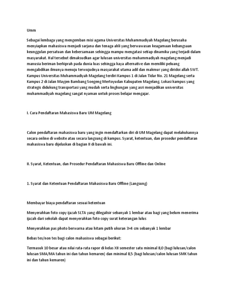 Pendaftaran Umm, Temanggung | PDF