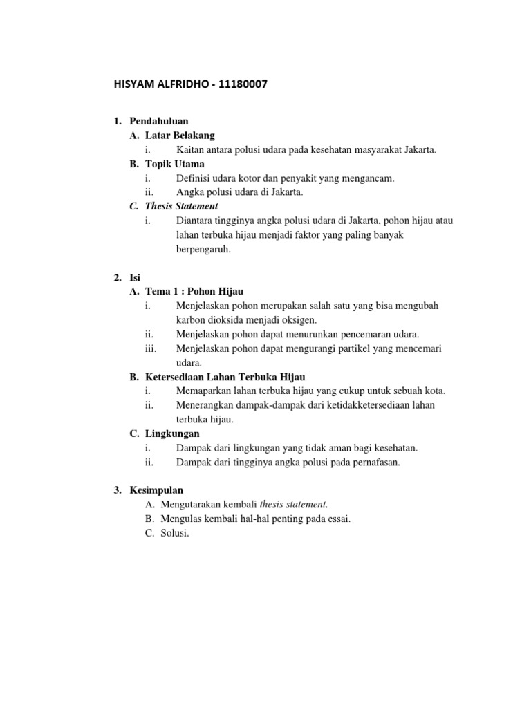 Contoh Kerangka Essay | PDF