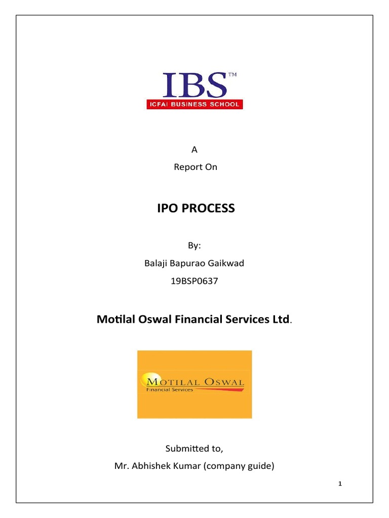 Report On IPO Process | PDF | Initial Public Offering | Underwriting