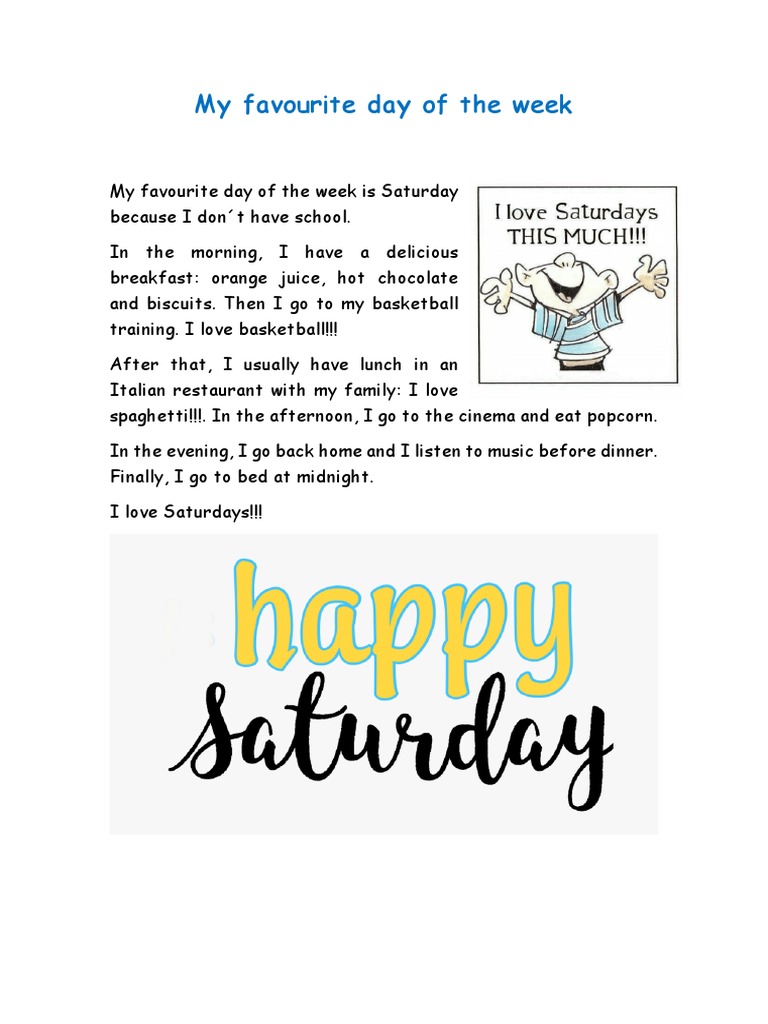 Why Saturday is My Favorite Day | PDF