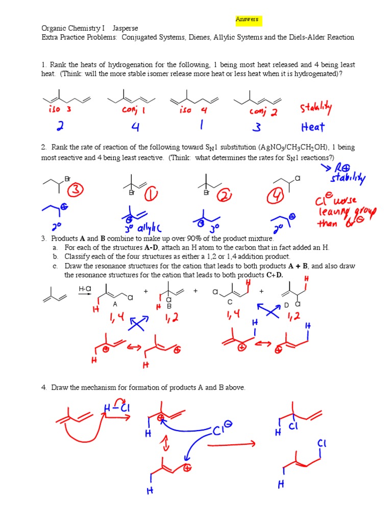 Diels-Alder Reaction Practice Problems | PDF | Chemical Reactions ...