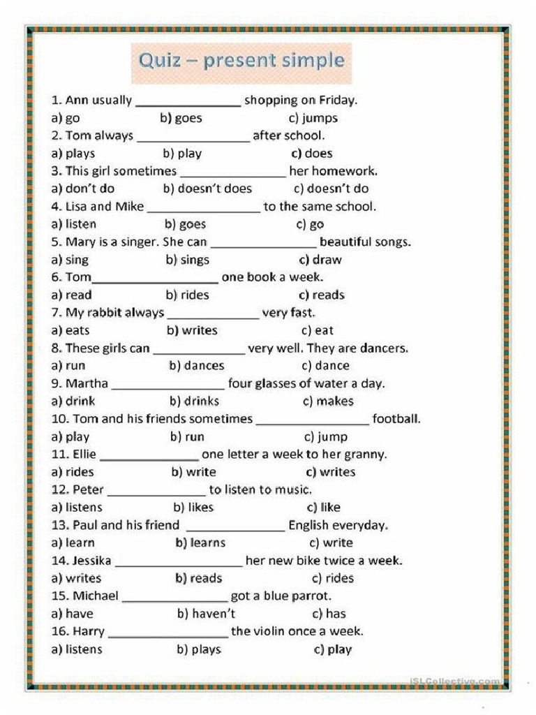 Handout Simple Present Tense | PDF