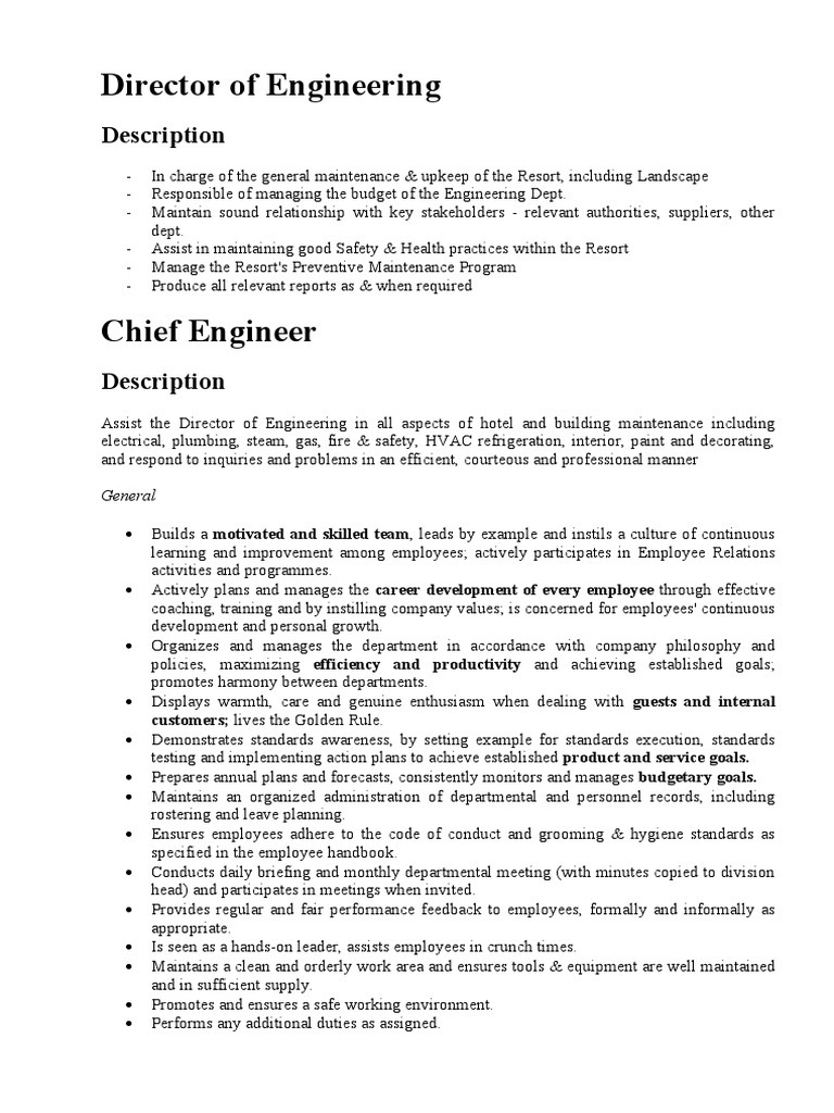 Roles and Responsibilities of Engineering Leadership: Director of ...