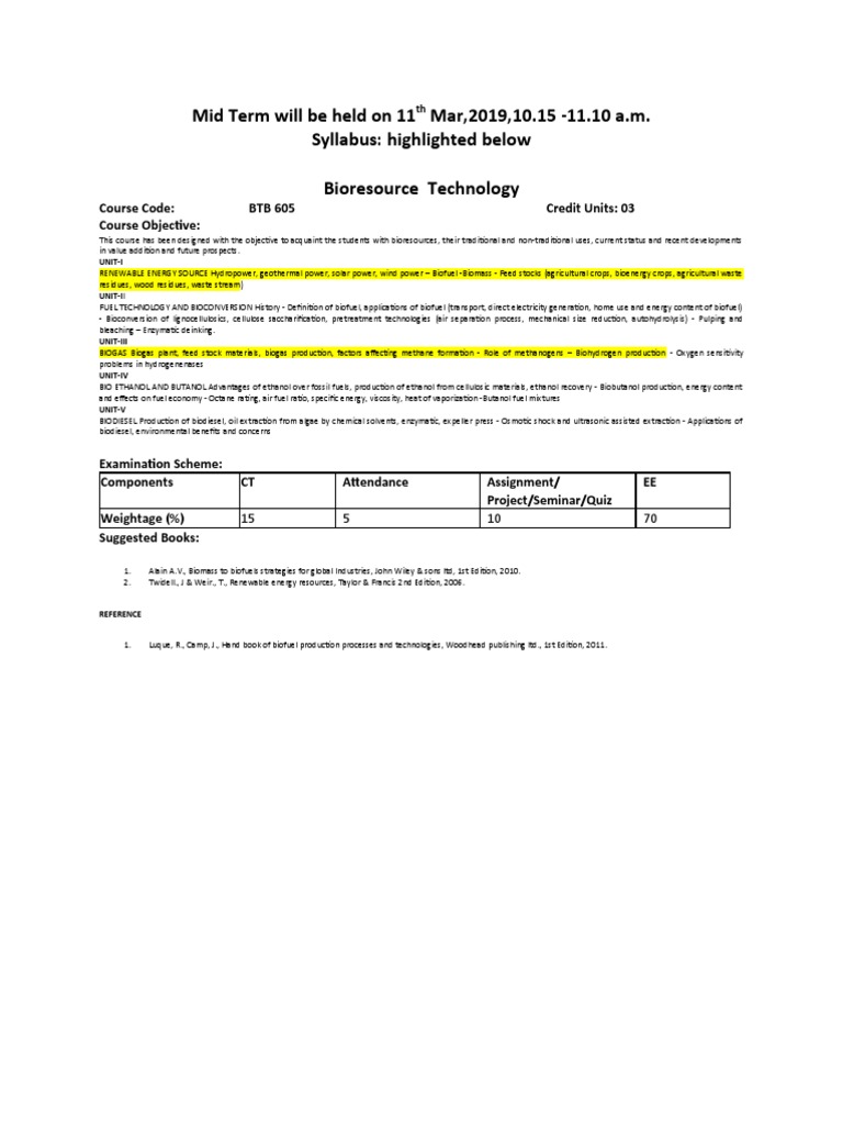 Bio Res Mid Term | PDF | Biofuel | Biodiesel