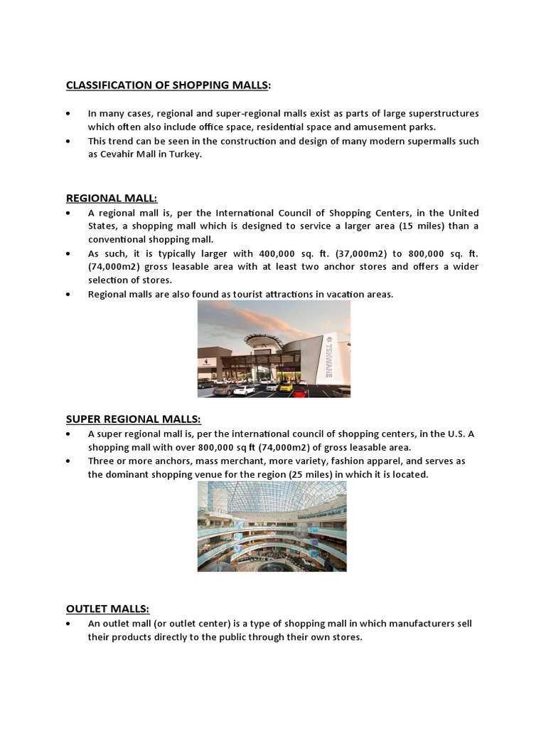 Classification of Shopping Malls | PDF