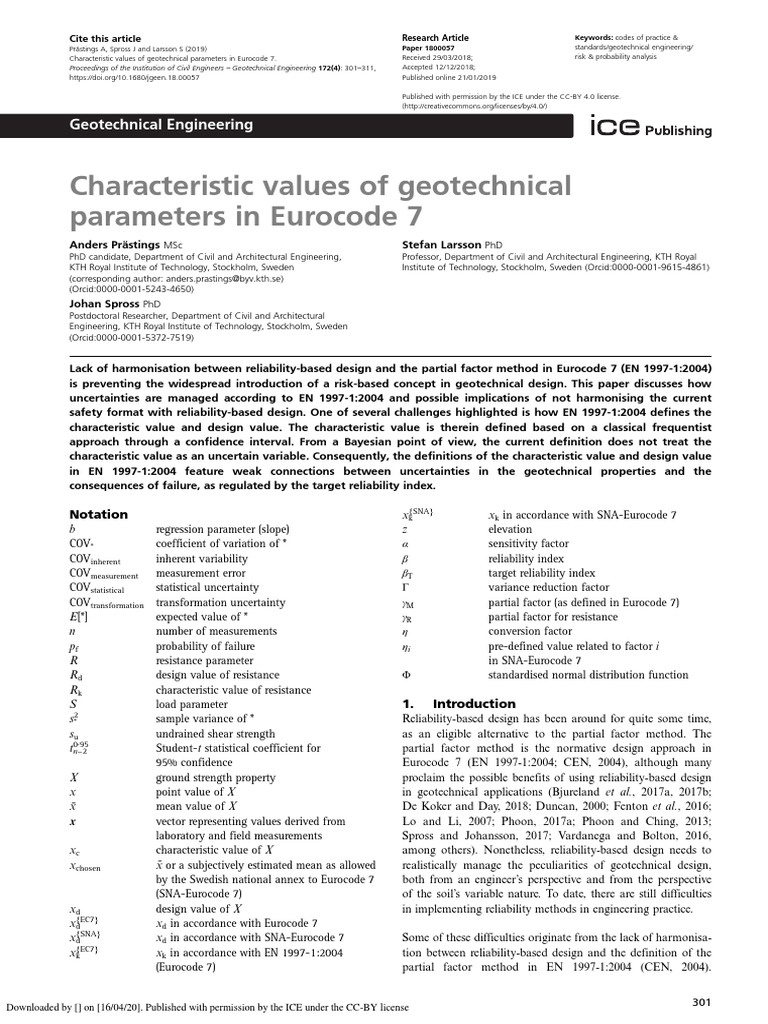 Characteristic Values of Geotechnical Parameters in Eurocode 7 | PDF | Statistics | Confidence ...