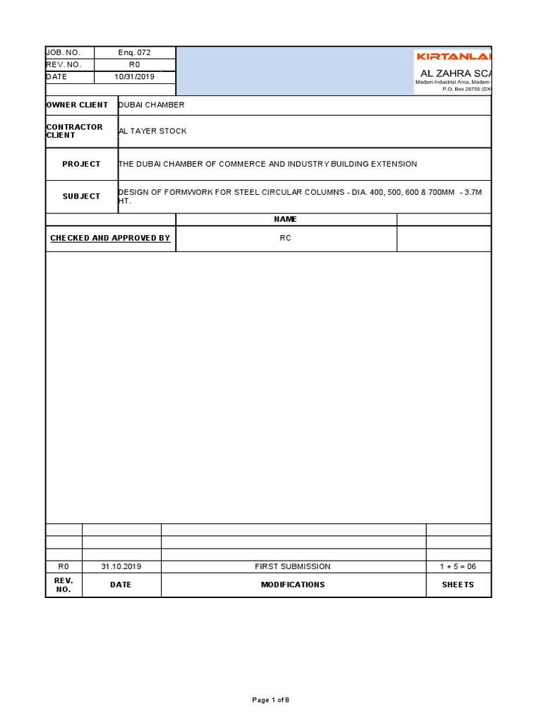 Design For Steel Circular Columns (R1) | PDF | Screw | Bending