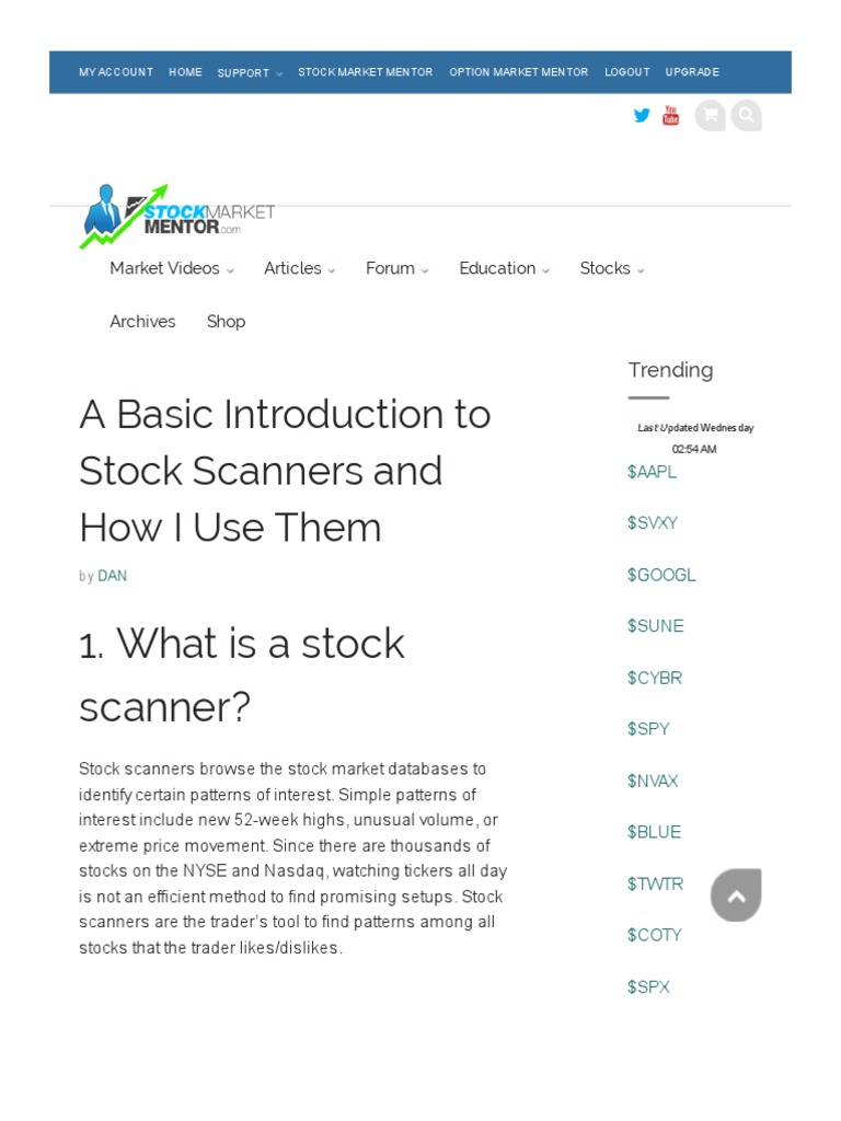 A Basic Introduction To Stock Scanners and How I Use Them | PDF ...