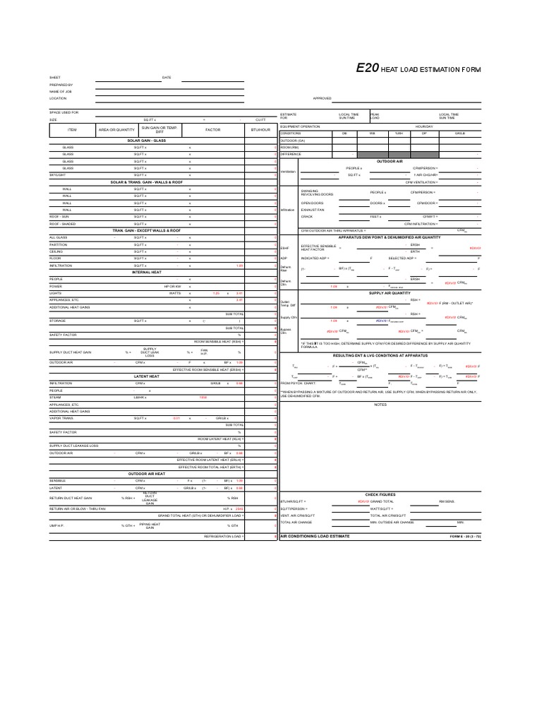 E20 Heat Load Calculation Sheet | PDF | Building Engineering | Automation