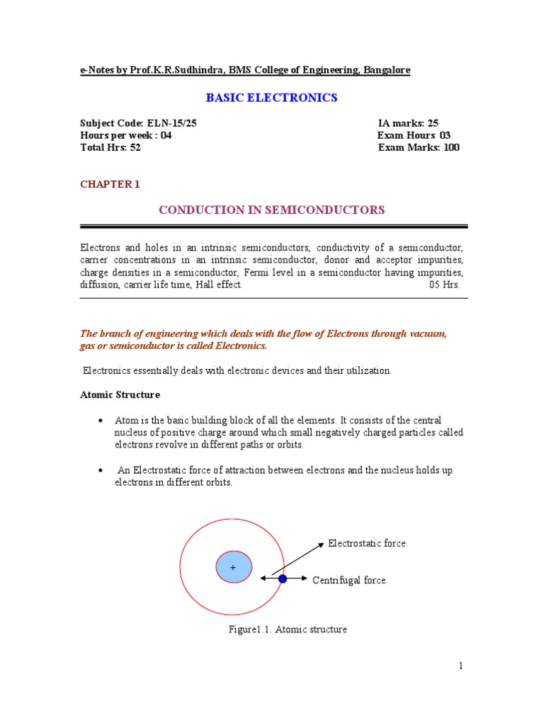 1st Sem Basic Electronics | PDF | Semiconductors | P–N Junction