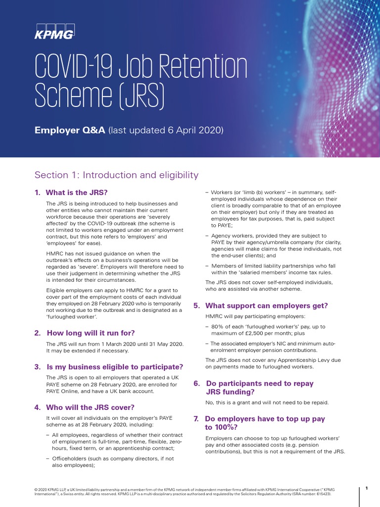 KPMG UK Job Retention Scheme Employer QnA | PDF | Employee Benefits | Employment