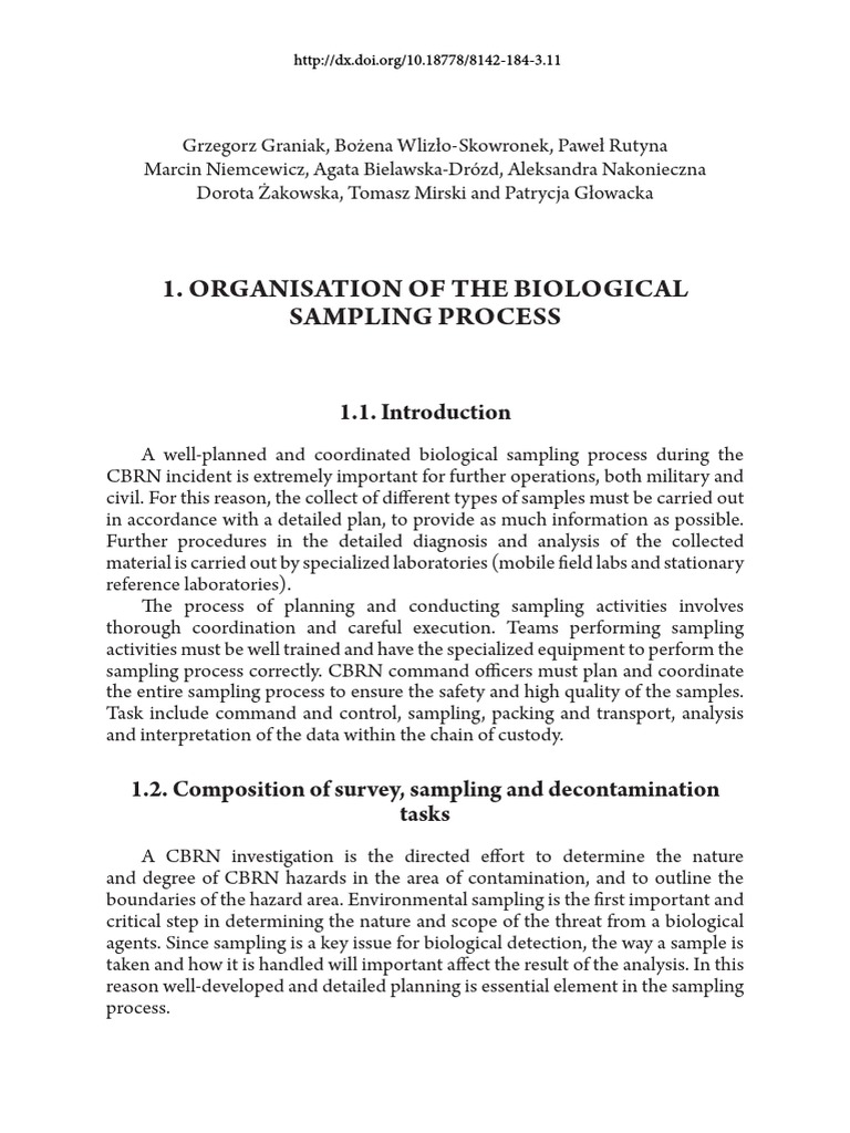 Organisation of The Biological Sampling Process | PDF | Cbrn Defense ...