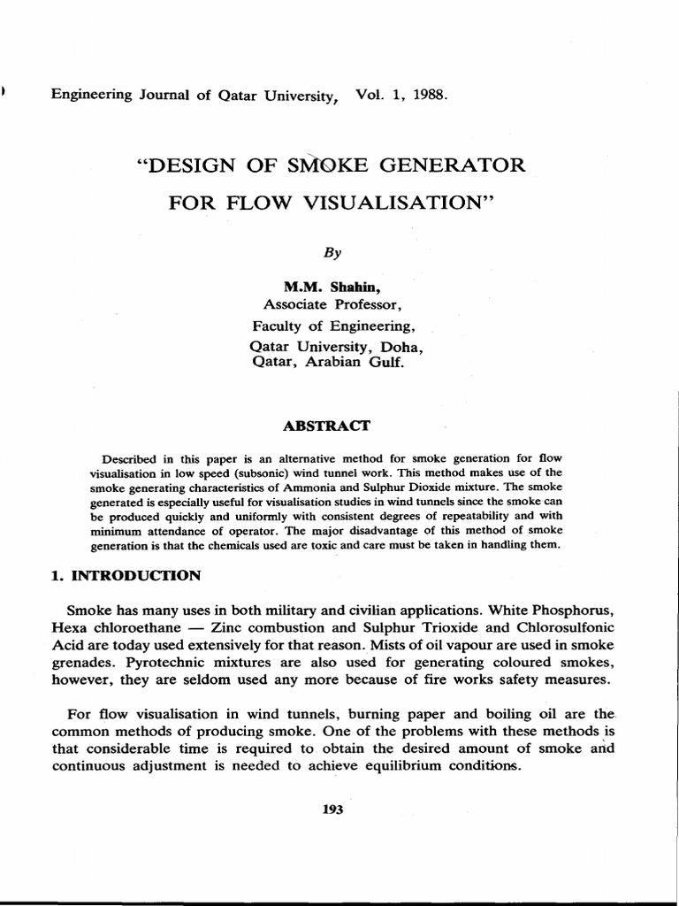 Design of Generator For Flow Visualisation | PDF | Smoke | Ammonia