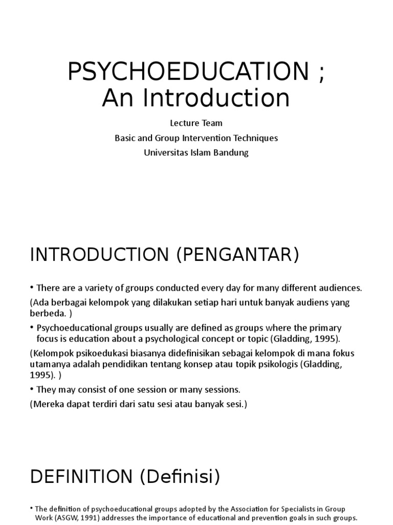 Introduction To Psycho Education | PDF