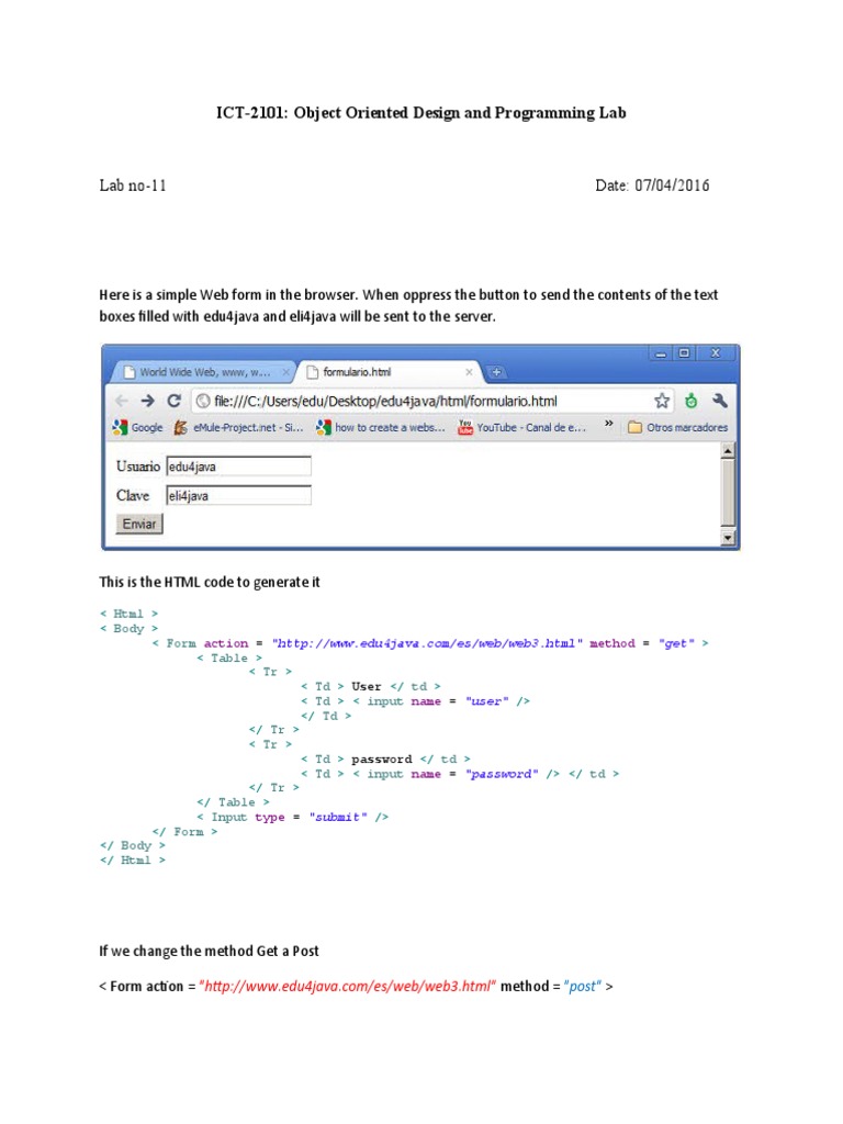 Lab No-11 Date: 07/04/2016: ICT-2101: Object Oriented Design and Programming Lab | PDF | Java ...