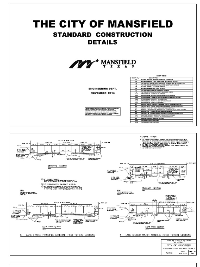 CITY OF MANSFIELD Standardconstructiondetails - 2014 PDF | PDF | Pipe ...