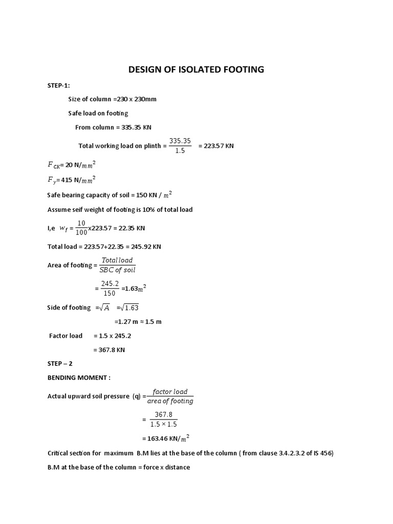 Design Isolated Footing | PDF | Structural Engineering | Continuum ...