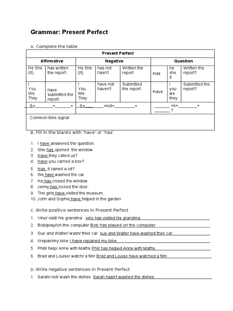 Grammar Present Perfect Tense | PDF | Language Mechanics | Linguistics