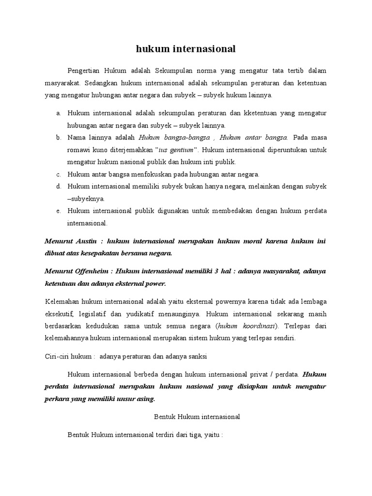 Catatan Lengkap Hukum Internasional | PDF