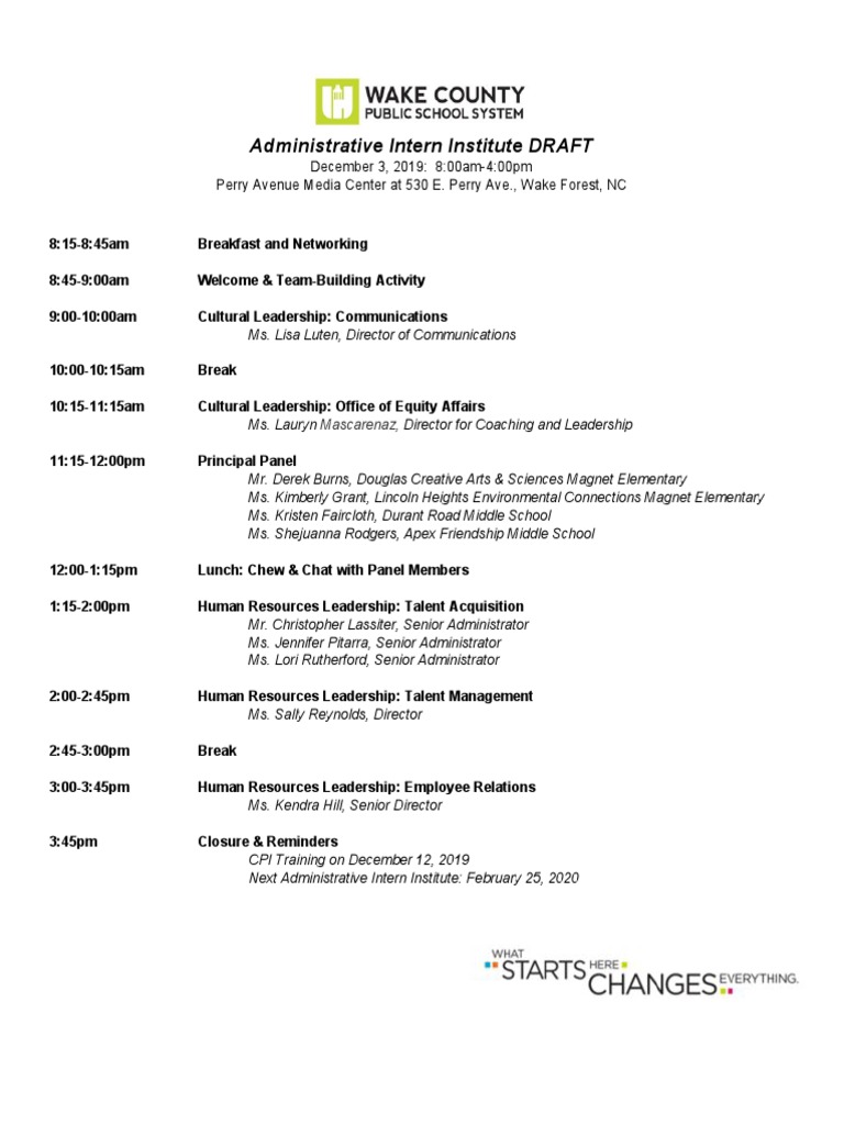 December 3 2019 Intern Institute Meeting Agenda | PDF