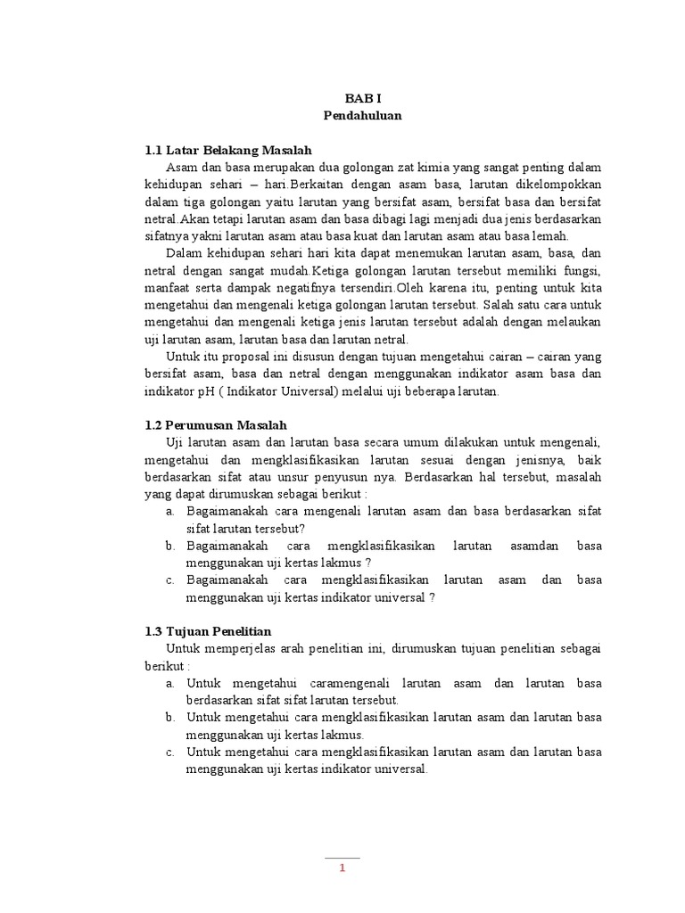 Proposal Penelitian Uji Larutan | PDF