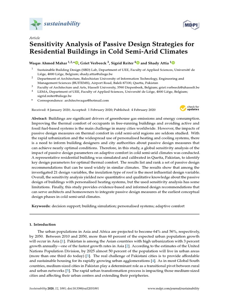 Sensitivity Analysis of Passive Design Strategies For Residential ...