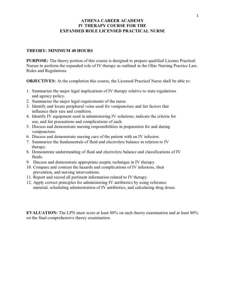 Preparing Licensed Practical Nurses to Perform Expanded IV Therapy ...