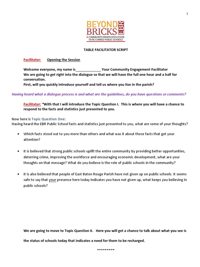 Facilitator:: Having Heard What A Dialogue Process Is and What Are The ...