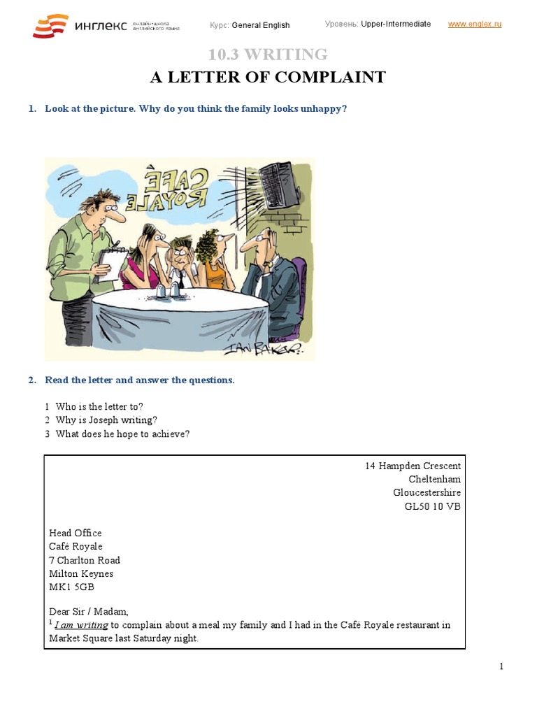 Writing a Formal Complaint Letter | PDF | Language Arts & Discipline