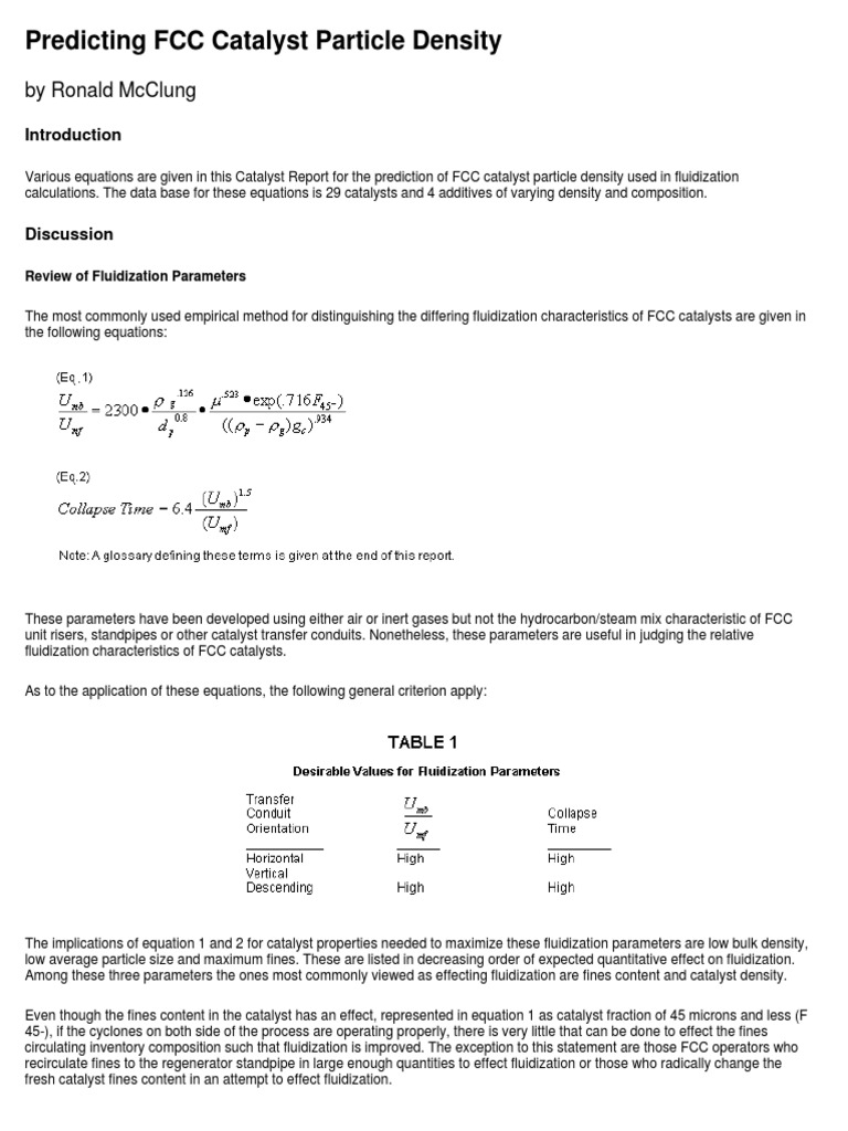 Predicting FCC Catalyst Particle Density | PDF | Fluidization | Density