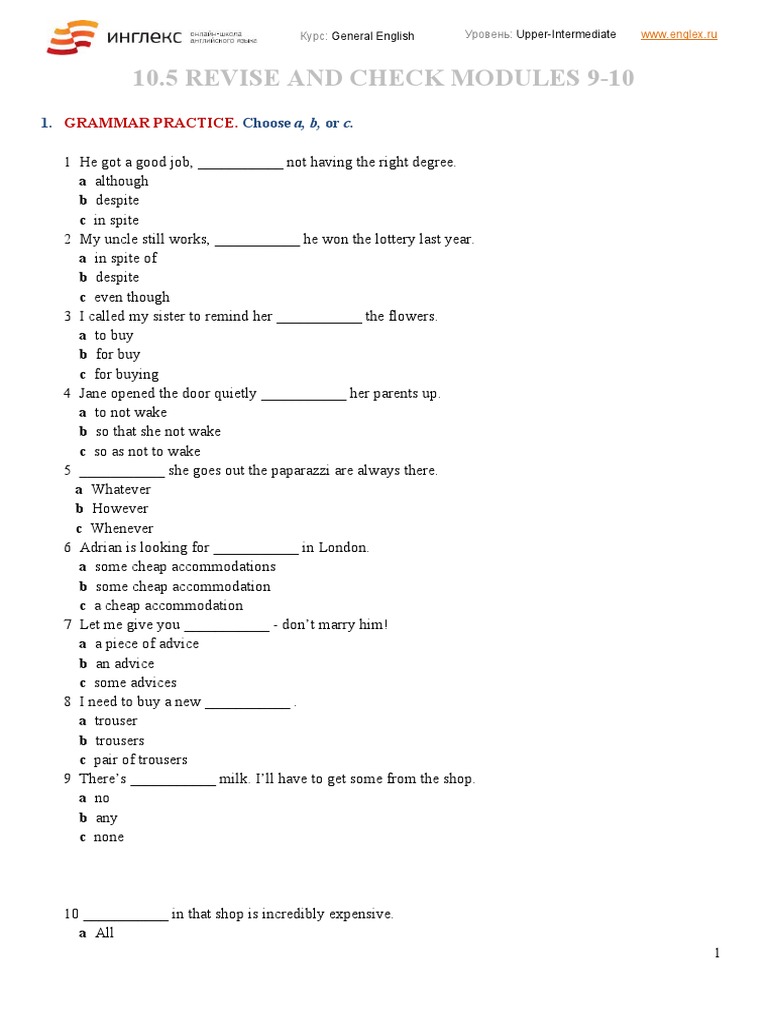 10.5 Revise and Check Modules 9-10 | PDF