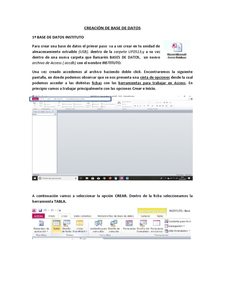 Ejercicio Paso A Paso para La Creación de Una Base de Datos | PDF ...