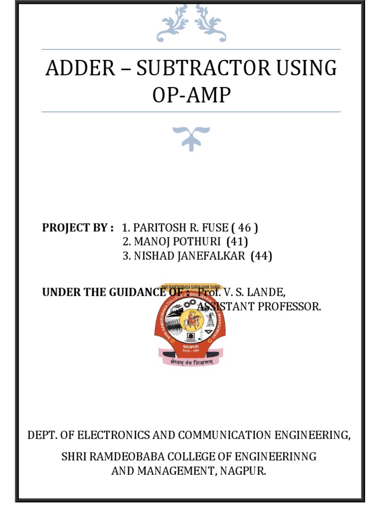 Adder Subtractor Using Opamp 741 | PDF | Operational Amplifier | Amplifier