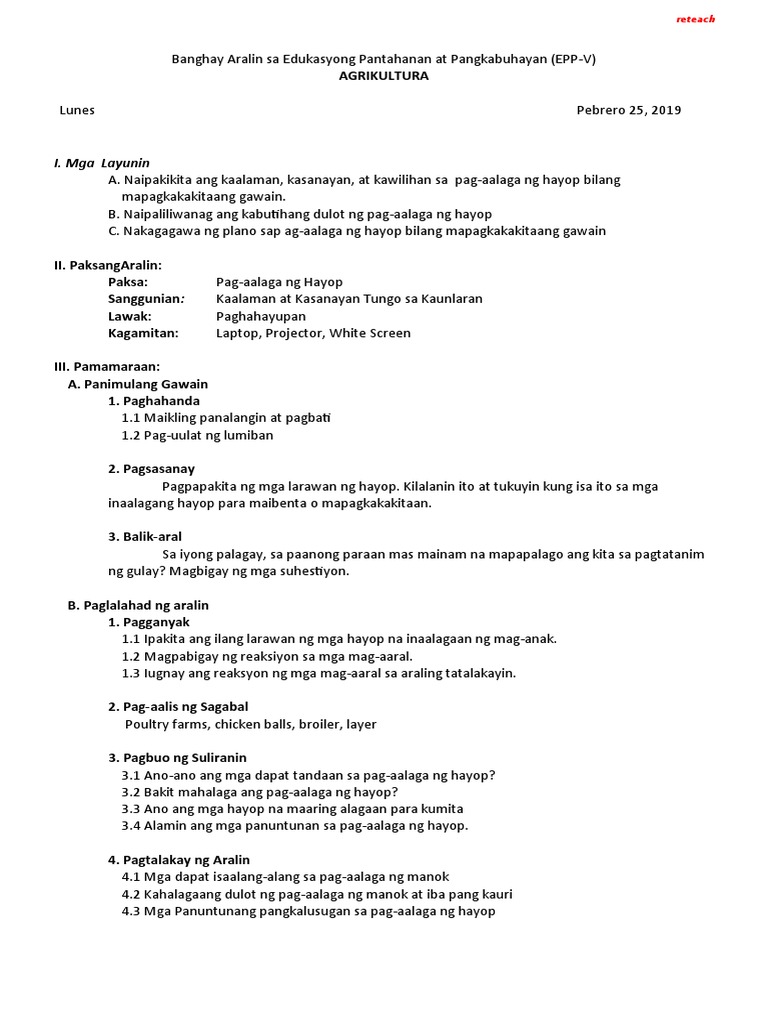 Agrikultura Lesson (Paghahayupan 1) | PDF