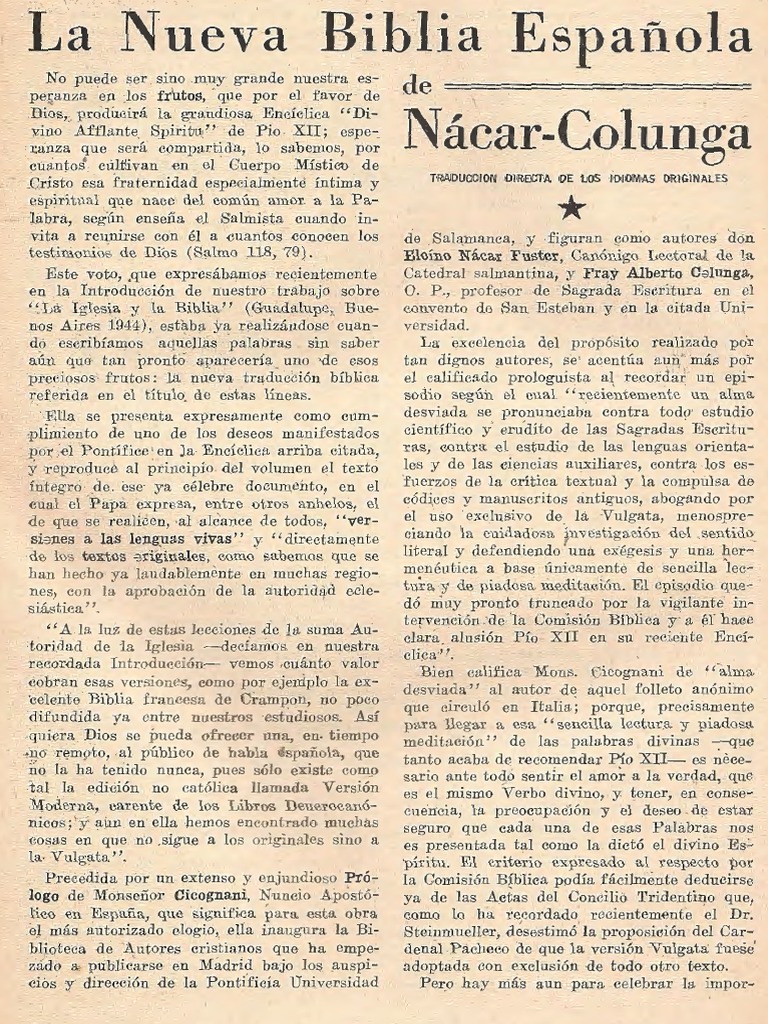 Straubinger - La Nueva Biblia Española de Nacar Colunga PDF | PDF ...