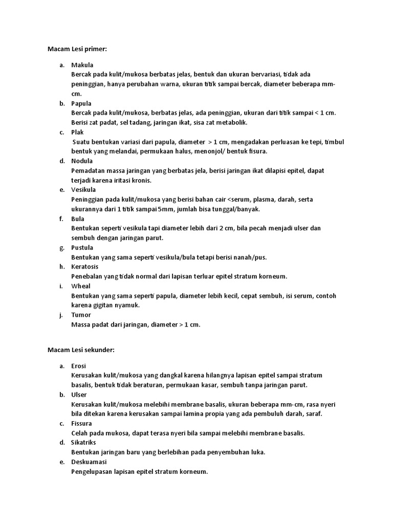 Macam Lesi Primer Dan Sekunder | PDF