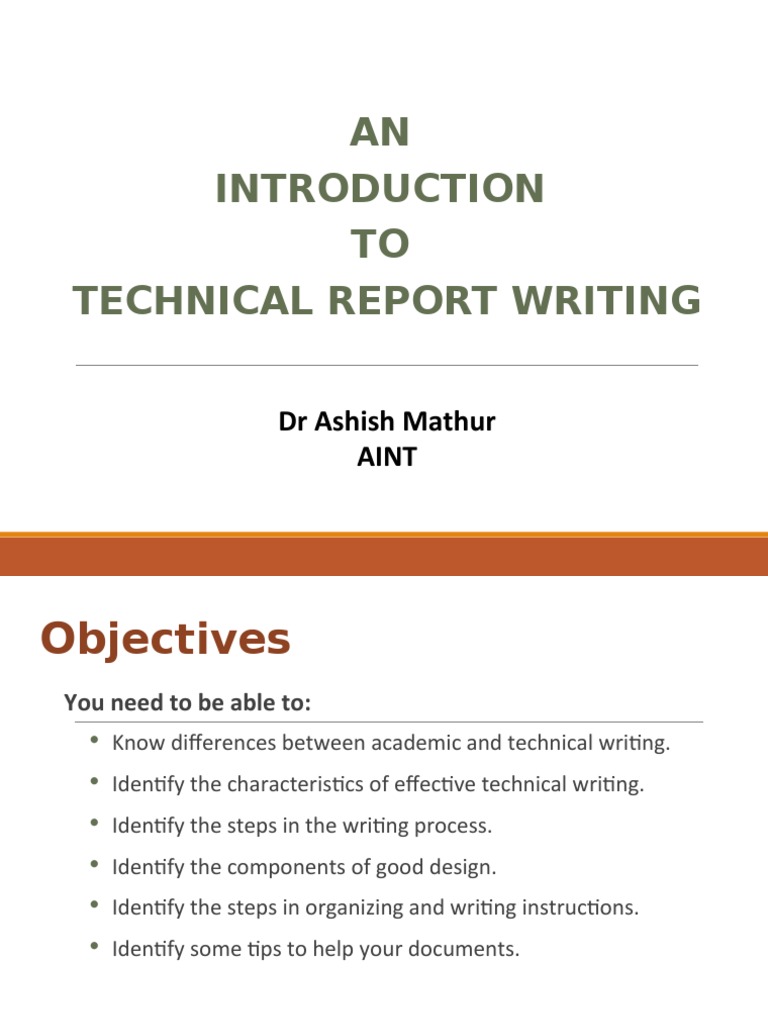 An Introduction To Technical Report Writing - AM | PDF | Technical ...