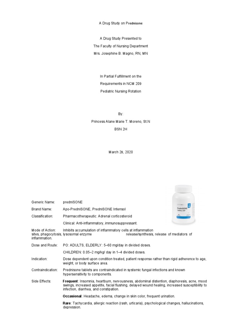 A Drug Study On Prednisone | PDF | Inflammation | Diseases And Disorders