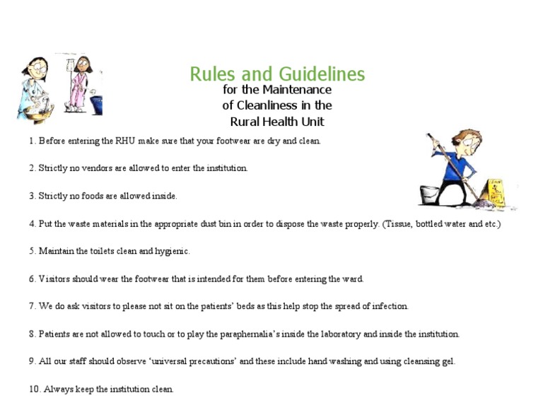 Cleanliness Rules for Rural Health Unit | PDF | Wellness
