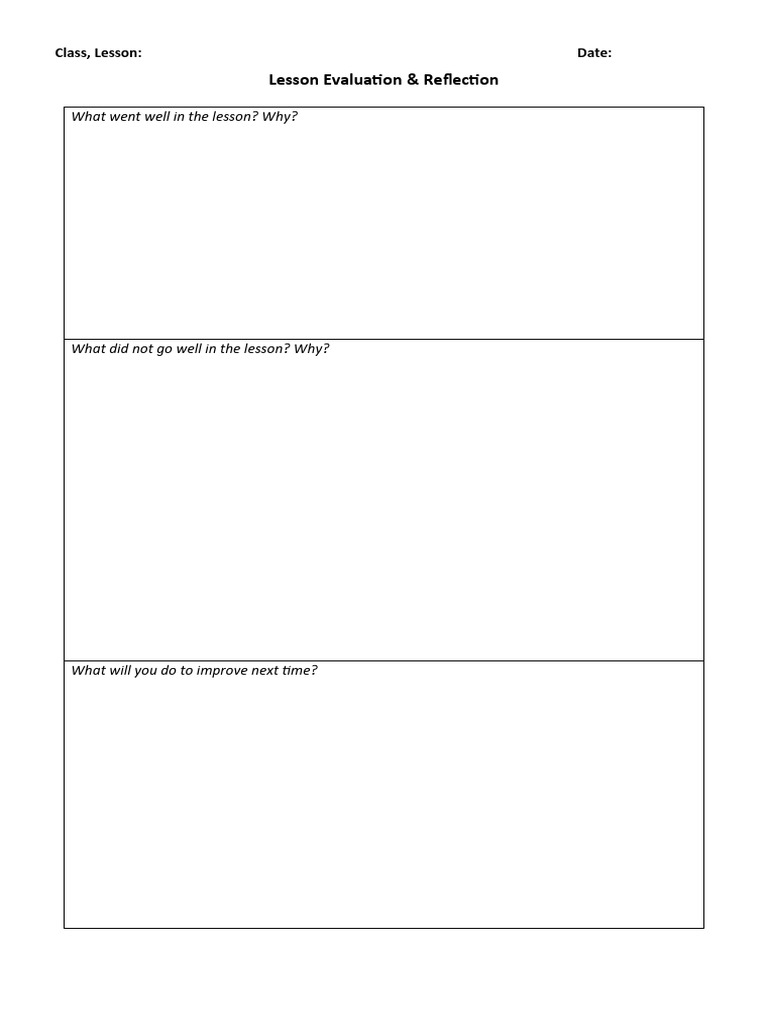 Lesson Evaluation Sheet | PDF