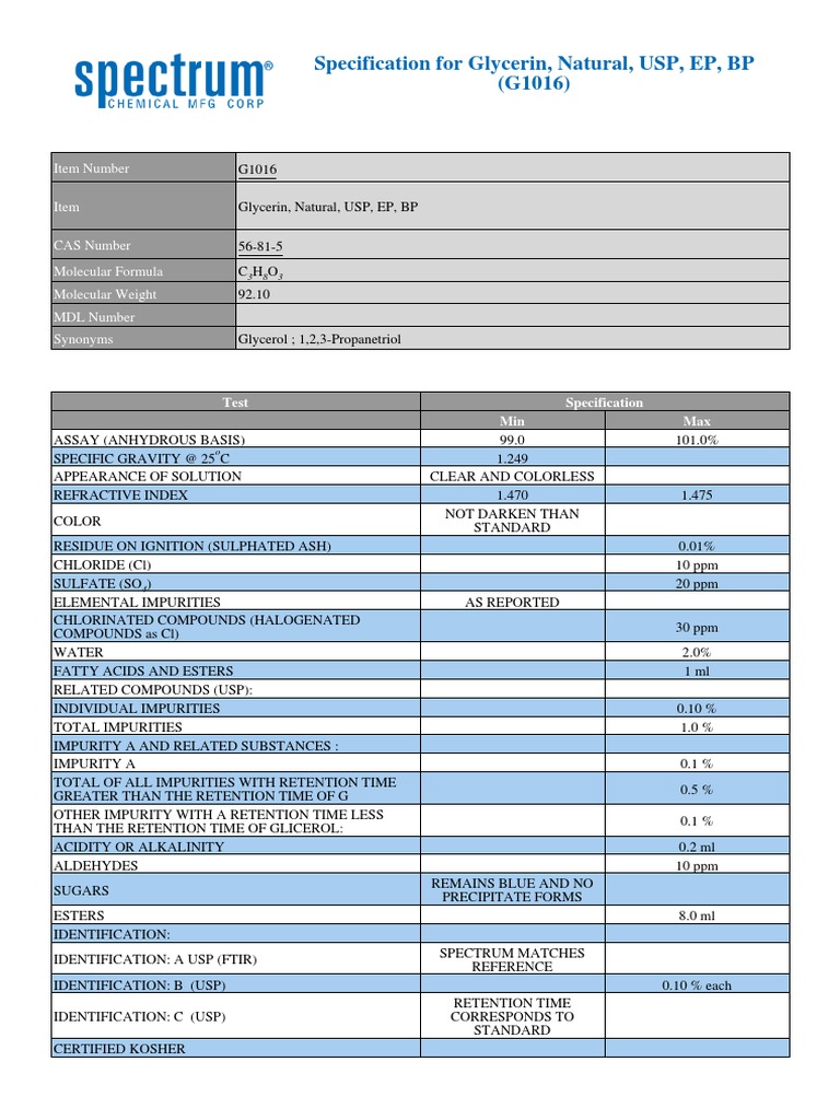 Glycerol Usp Monograph | Usp Nf Glycerin – MQTBGW