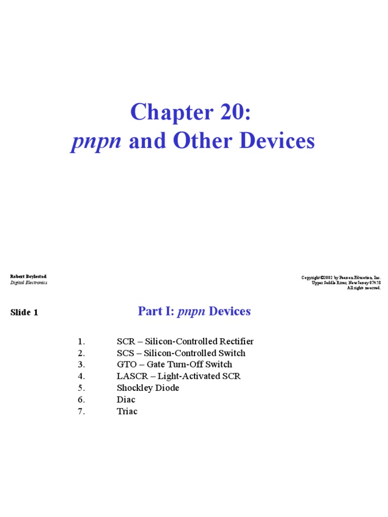 PNPN and Other Devices: Robert Boylestad | PDF | Diode | Electronic ...