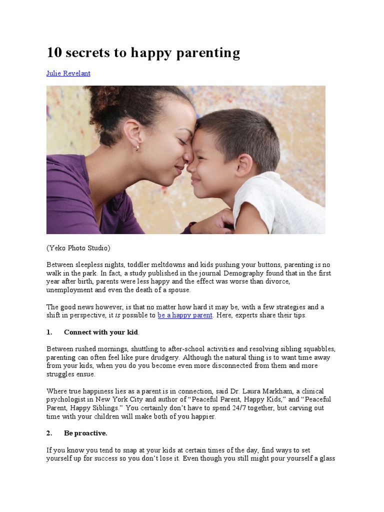 10 Secrets To Happy Parenting | PDF | Gratitude | Psychology