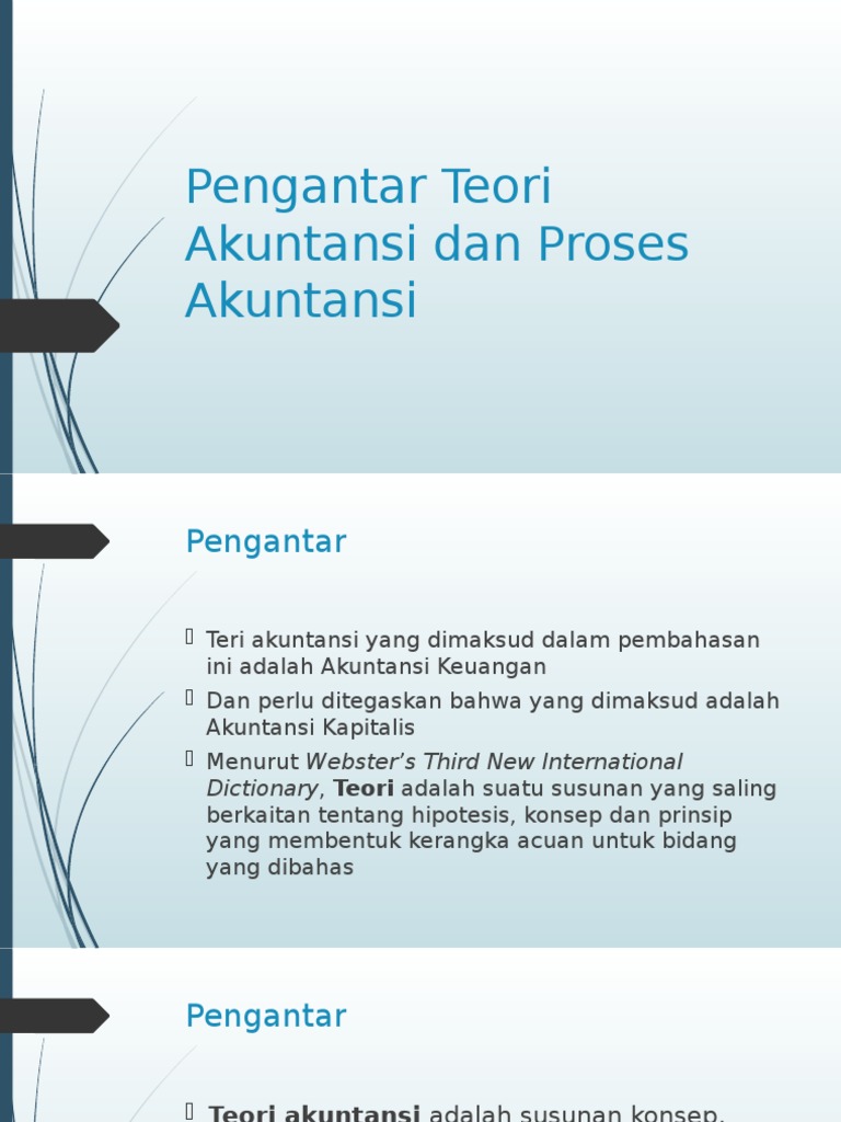 1 Bab 1 Pengantar Teori Akuntansi Dan Proses Akuntansi | PDF