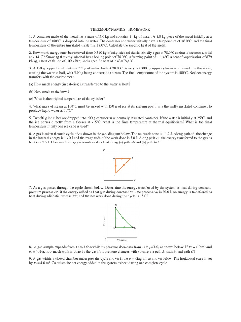 Thermodynamics Homework | PDF | Heat | Entropy