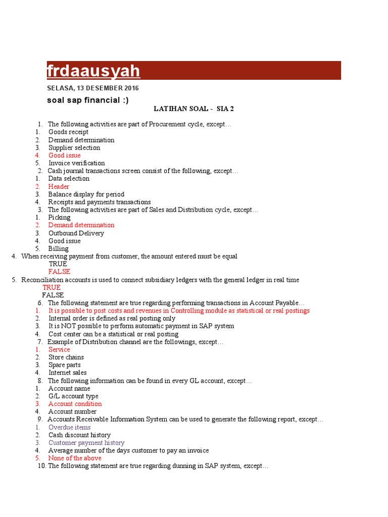 Soal Sap Ac010 | PDF | Accounts Payable | Receipt