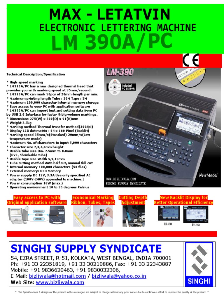 LM 390A/PC: Electronic Lettering Machine | PDF | Personal Computers ...