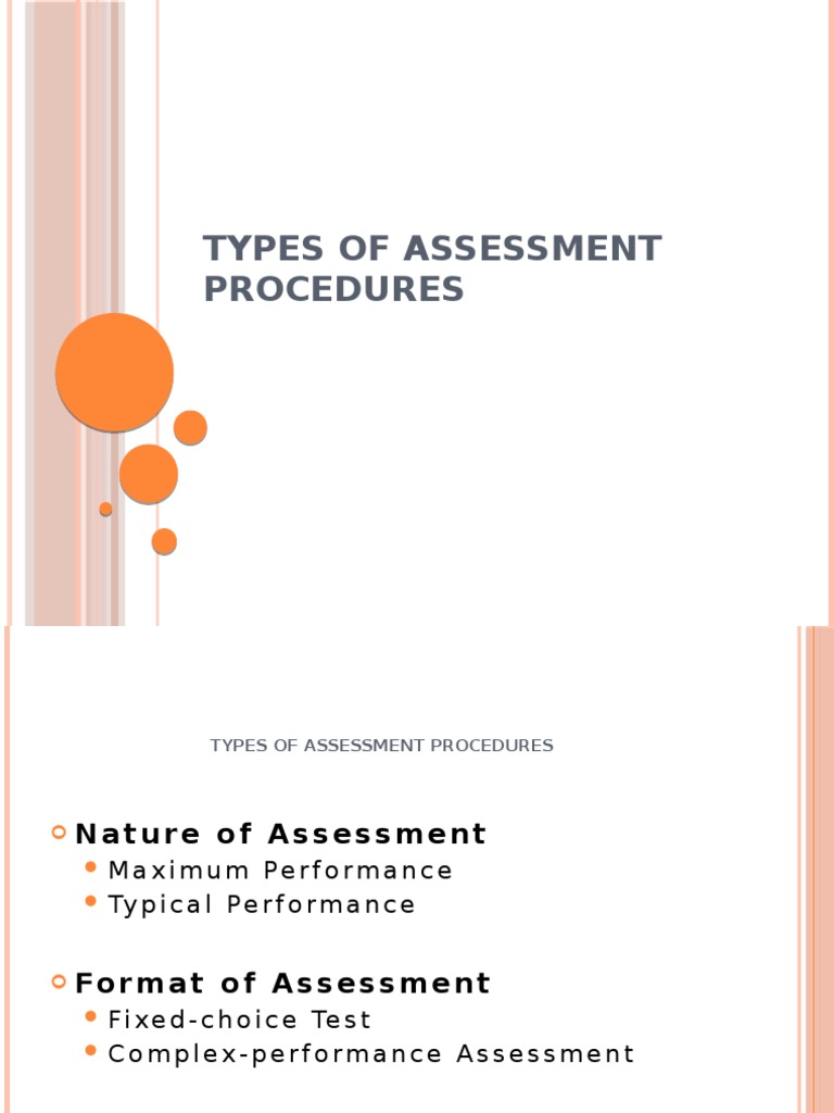 Types of Assessment Procedures Explained | PDF | Educational Assessment ...