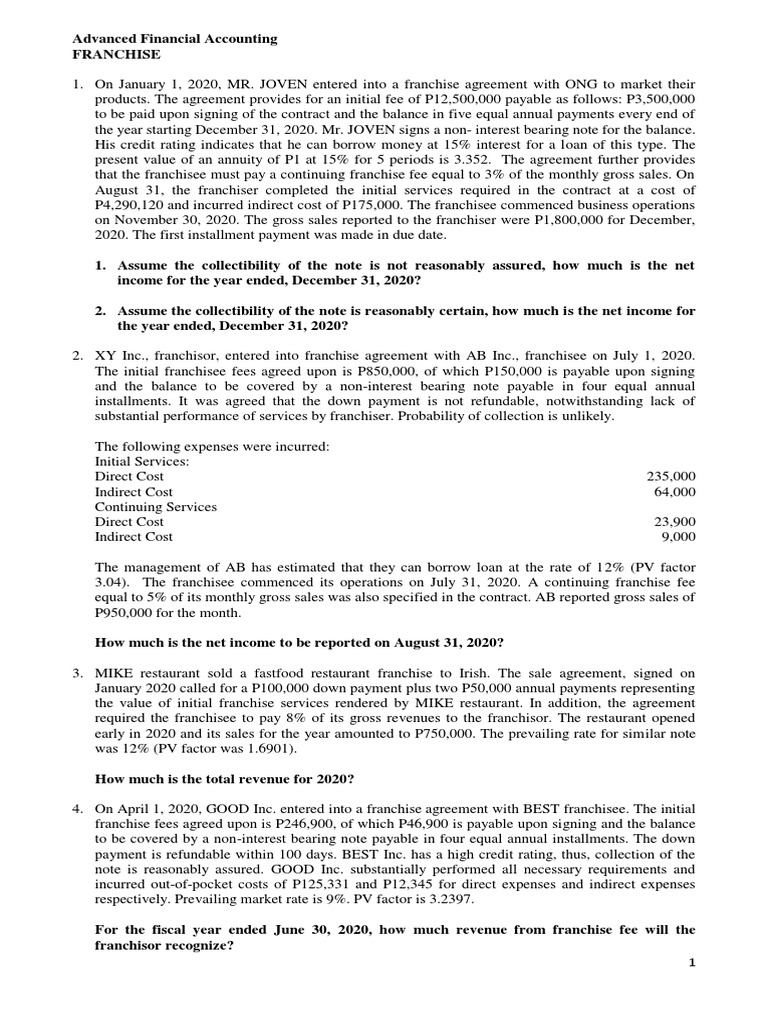 CE On Franchise | PDF | Franchising | Revenue